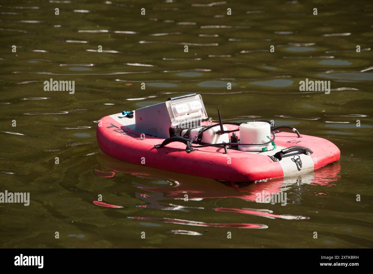 R/C boat measuring flow and velocity of river Stock Photo - Alamy