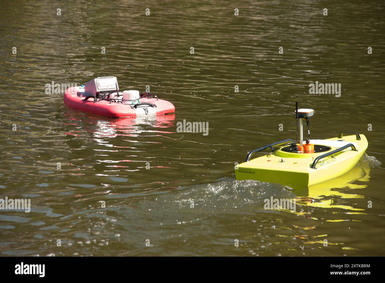 R/C boat measuring flow and velocity of river Stock Photo - Alamy