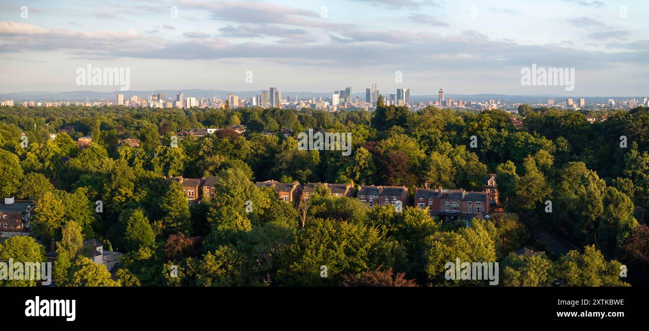 Panoramic aerial image of Manchester skyline photographed from ...