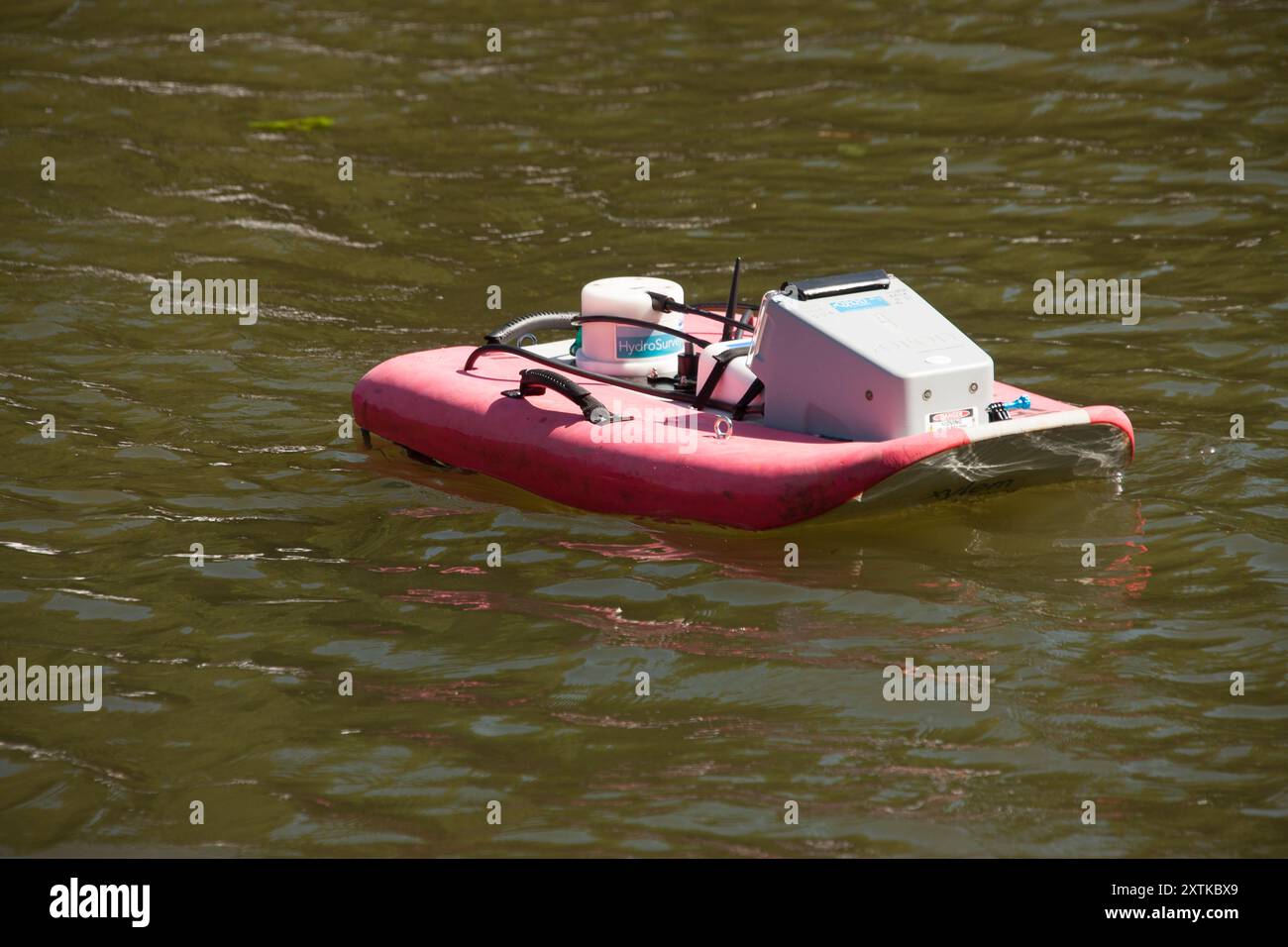 R/C boat measuring flow and velocity of river Stock Photo - Alamy