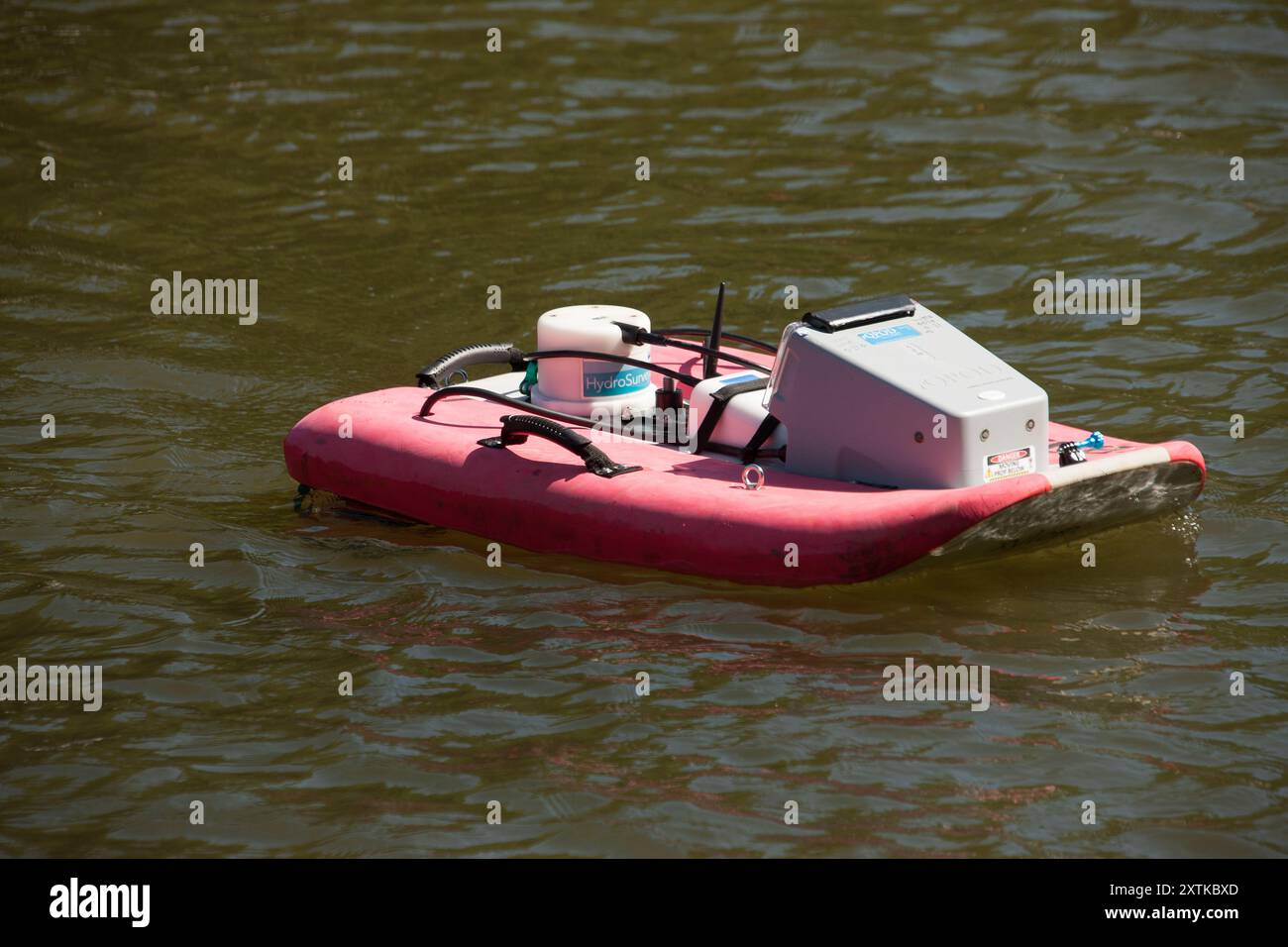 R/C boat measuring flow and velocity of river Stock Photo - Alamy