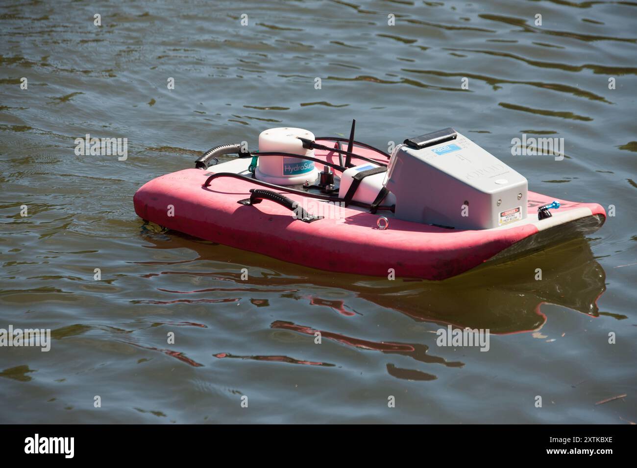 R/C boat measuring flow and velocity of river Stock Photo - Alamy