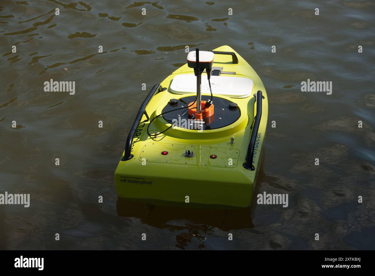 R/C boat measuring flow and velocity of river Stock Photo - Alamy