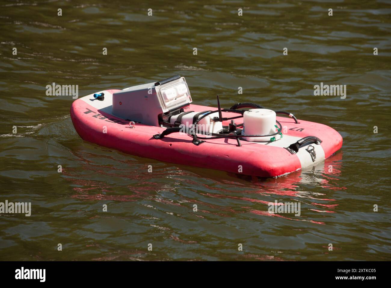 R/C boat measuring flow and velocity of river Stock Photo - Alamy