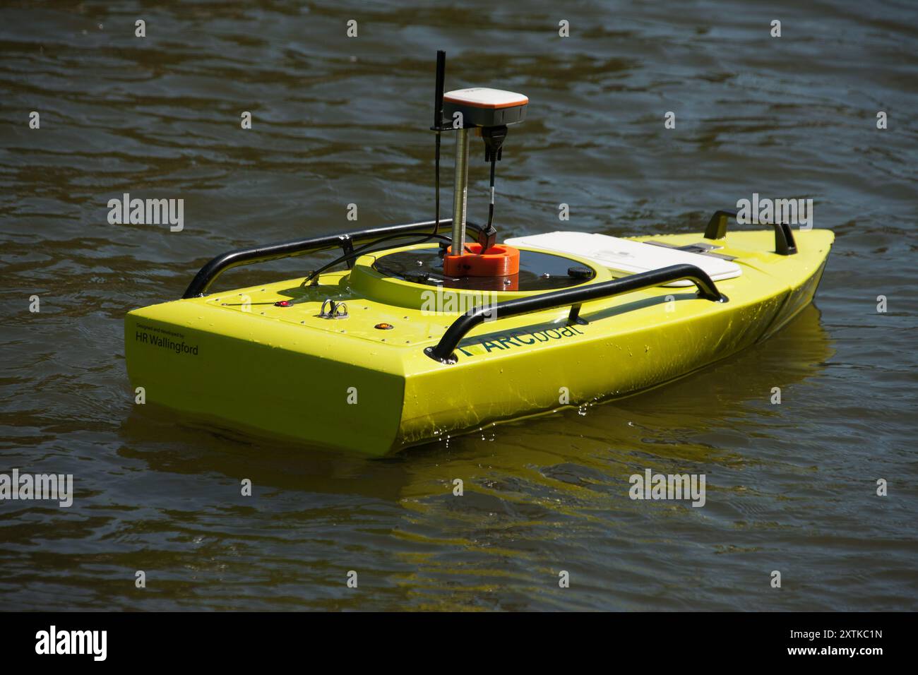 R/C boat measuring flow and velocity of river Stock Photo - Alamy