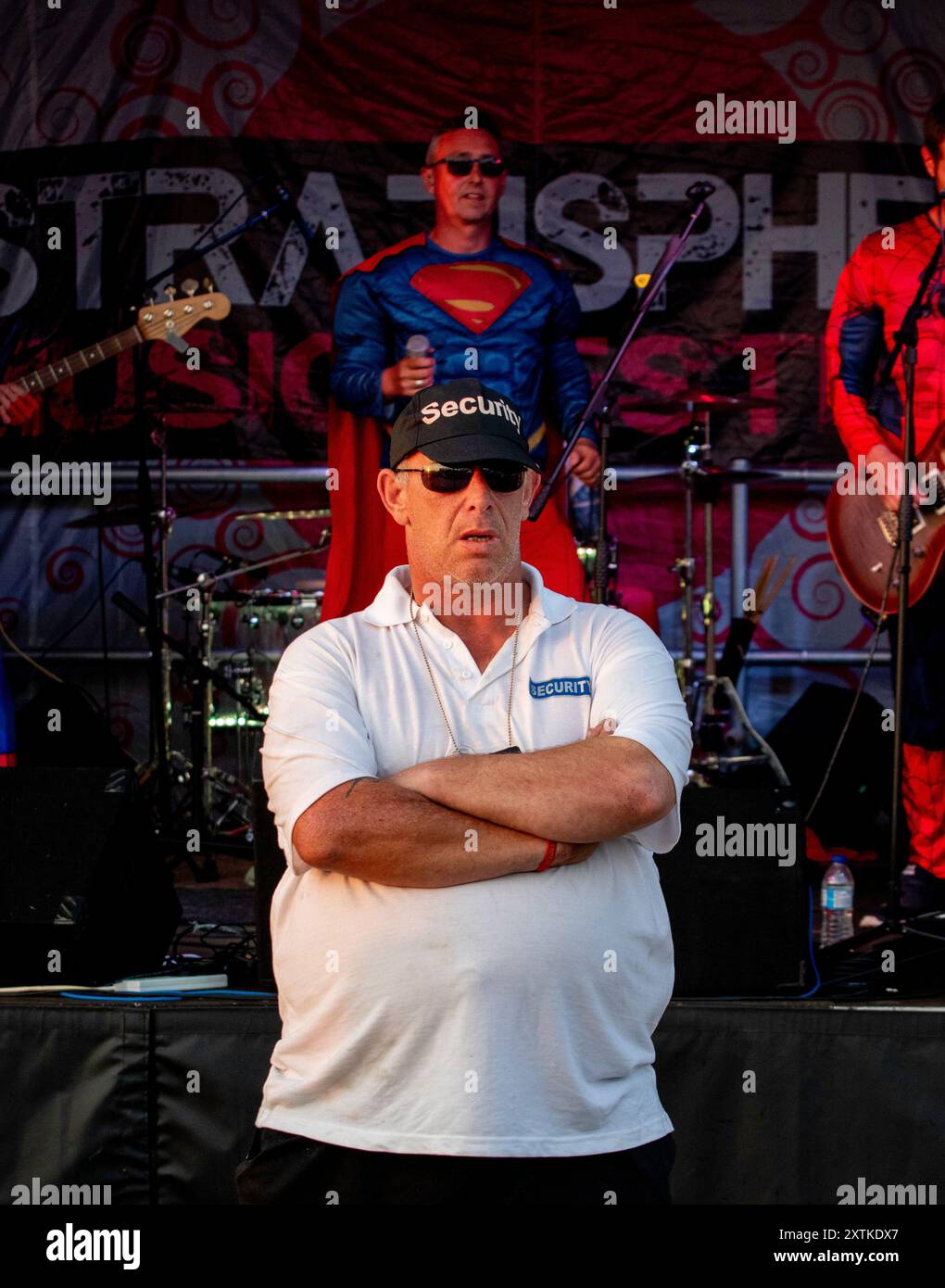 2018 Stradisphere music festival in a Suffolk village a security man in ...