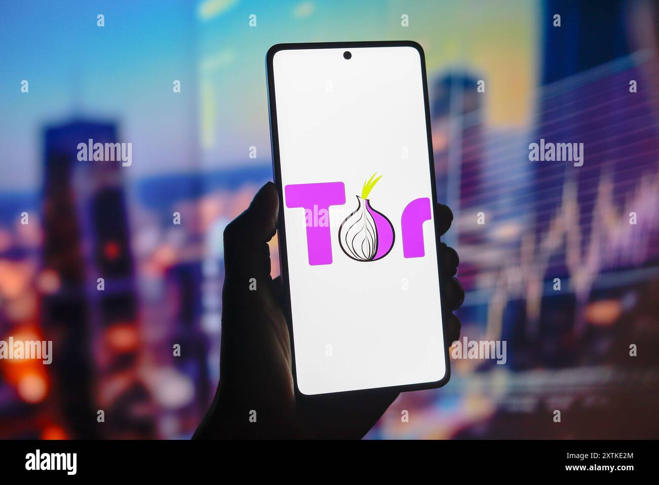 In this photo illustration, the Tor logo is displayed on a smartphone ...