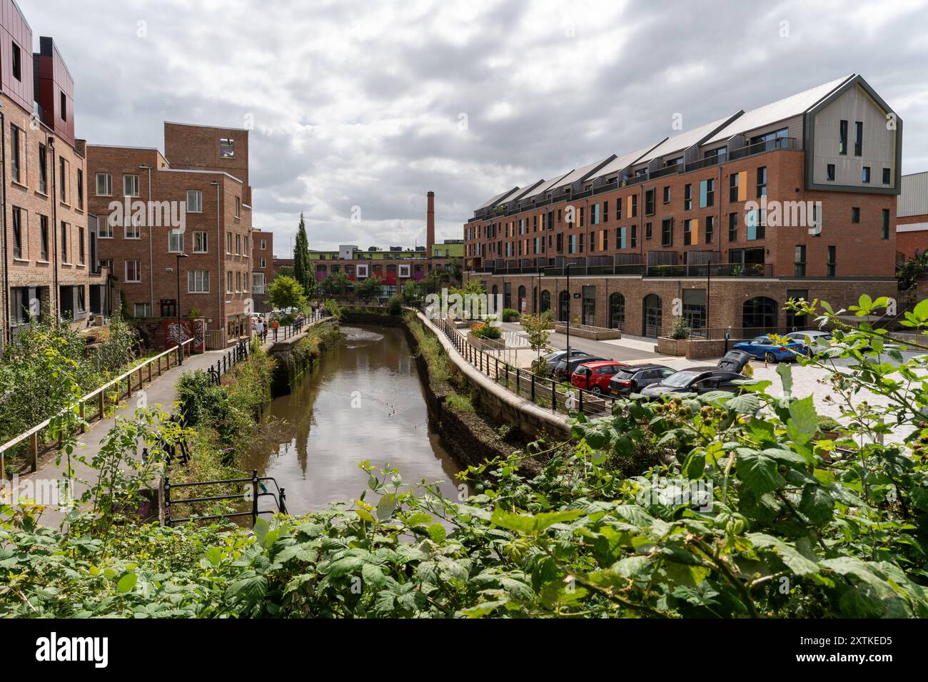 Ouseburn, Newcastle upon Tyne, UK. View of the regenerated Ouseburn ...