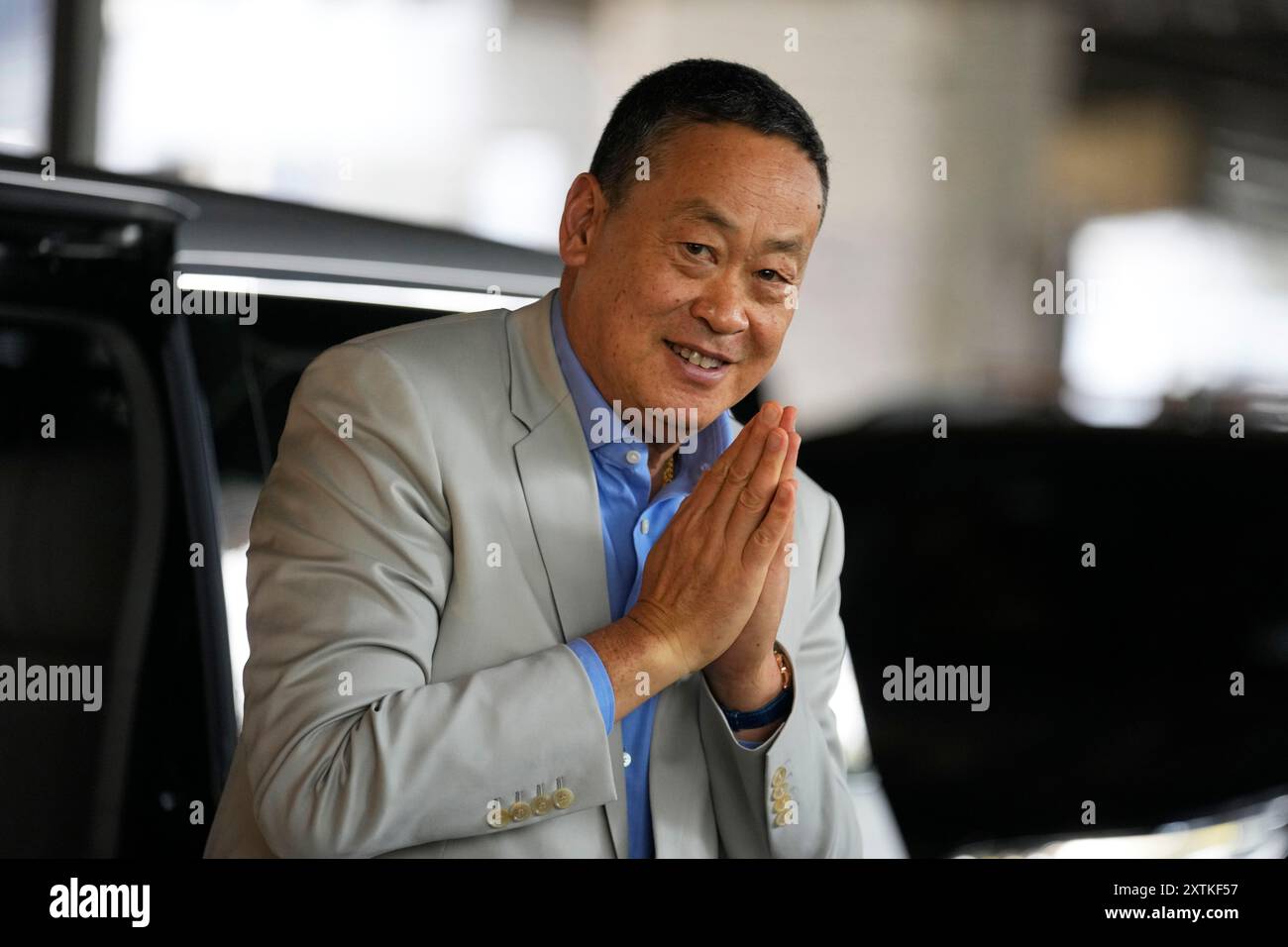 FILE - Thai Prime Minister Srettha Thavisin arrives at Ploenchit market ...