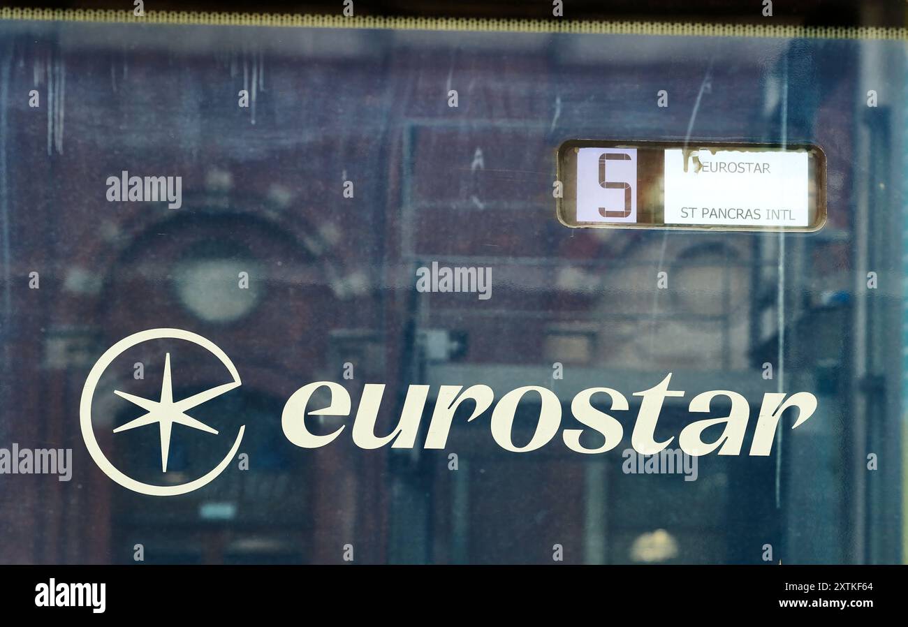 Eurostar rail train stationary at St Pancras international railway ...