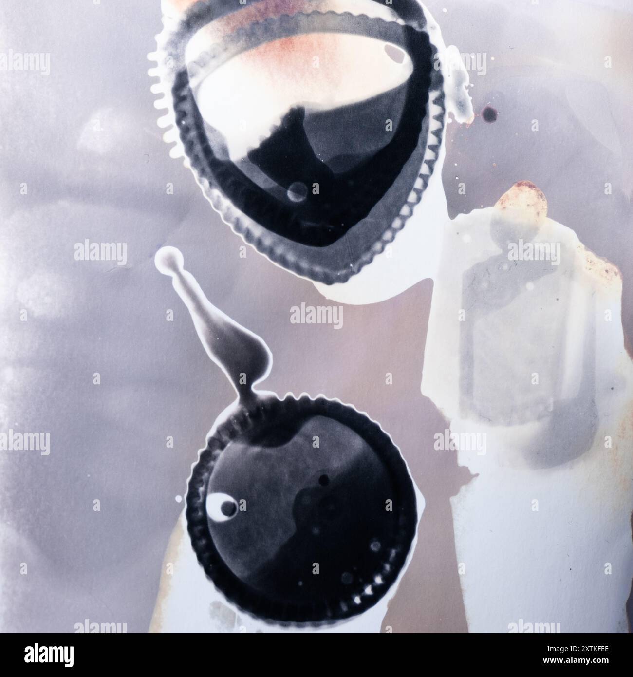 Chemigram artwork using shapes placed onto photographic paper. Using ...