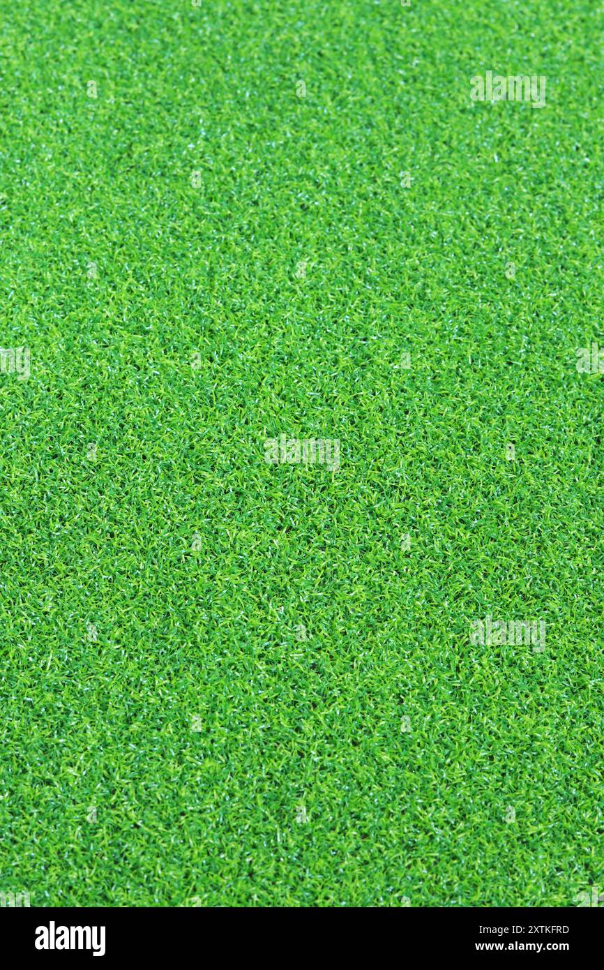 Artificial Green Grass Mat Selective Focus Artificial Turf Surface Made Of Synthetic Fibers