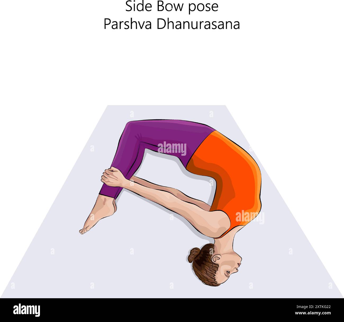 Young woman practicing Parshva Dhanurasana yoga pose. Side Bow pose ...