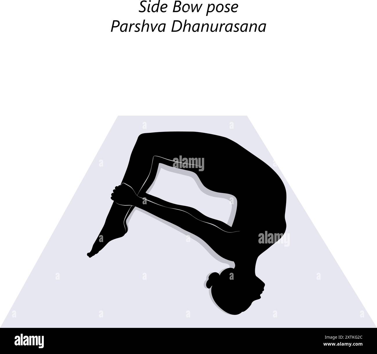 Silhouette of young woman practicing Parshva Dhanurasana yoga pose ...