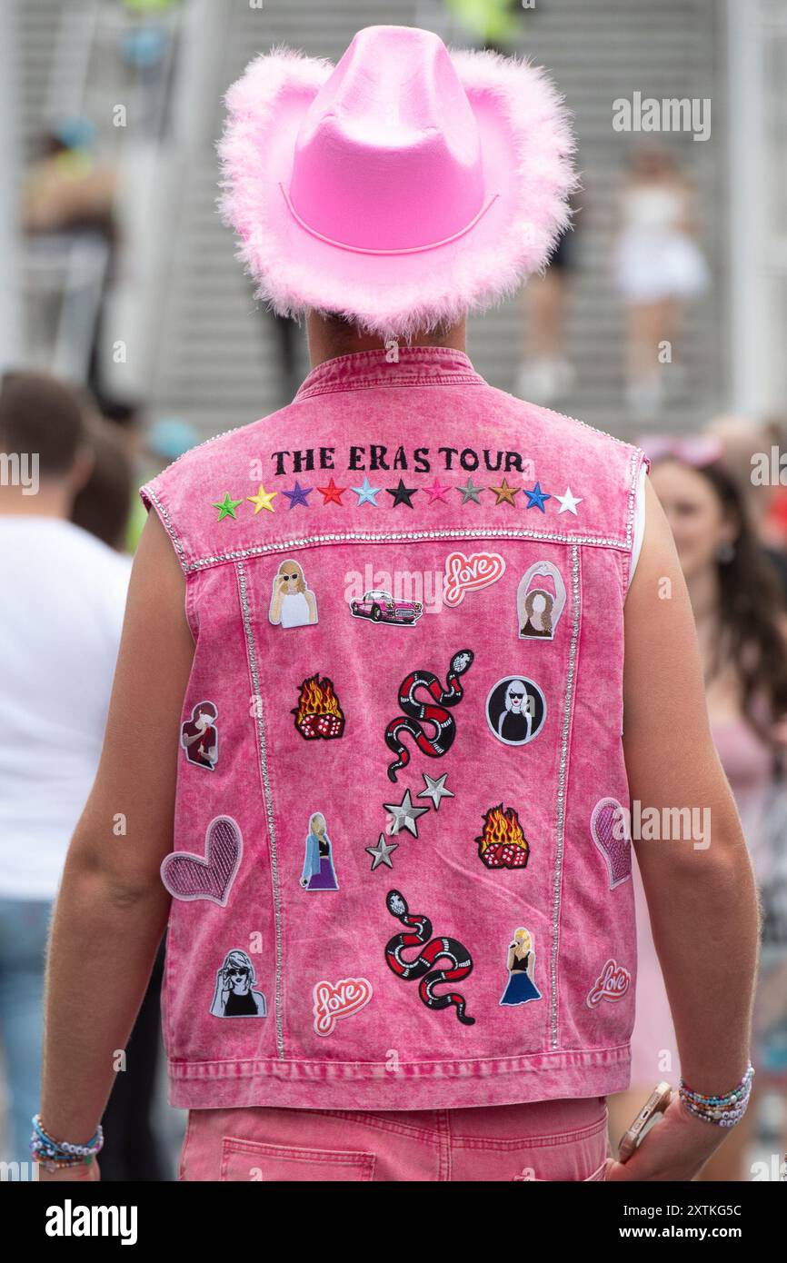 London, UK. 15 Aug 2024. Taylor Swift Fans (Swifties) can be seen at ...