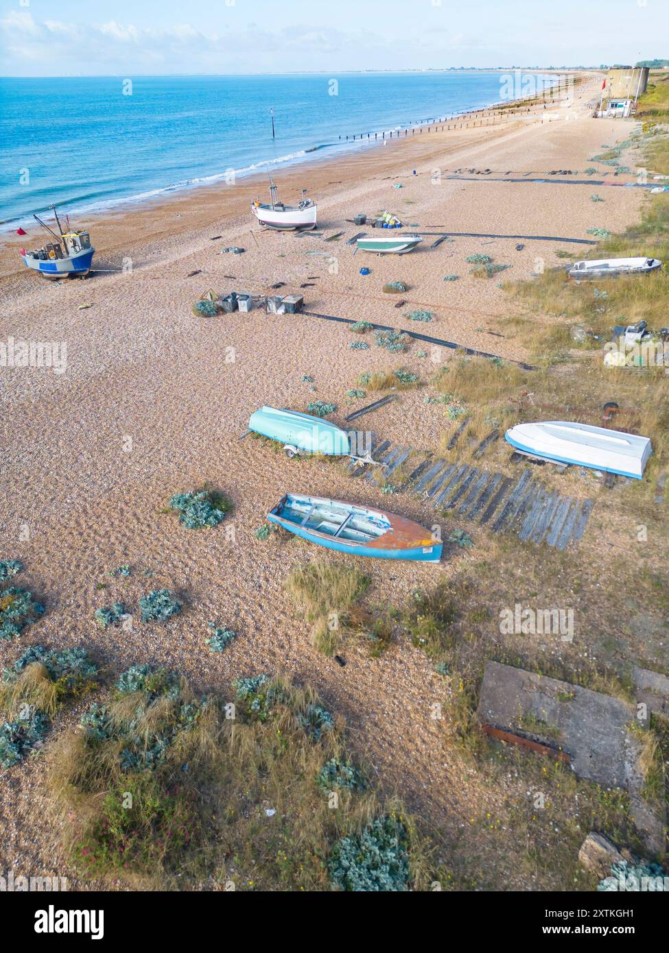 aerial view of hythe beach and fishing boats on the kent coast Stock ...