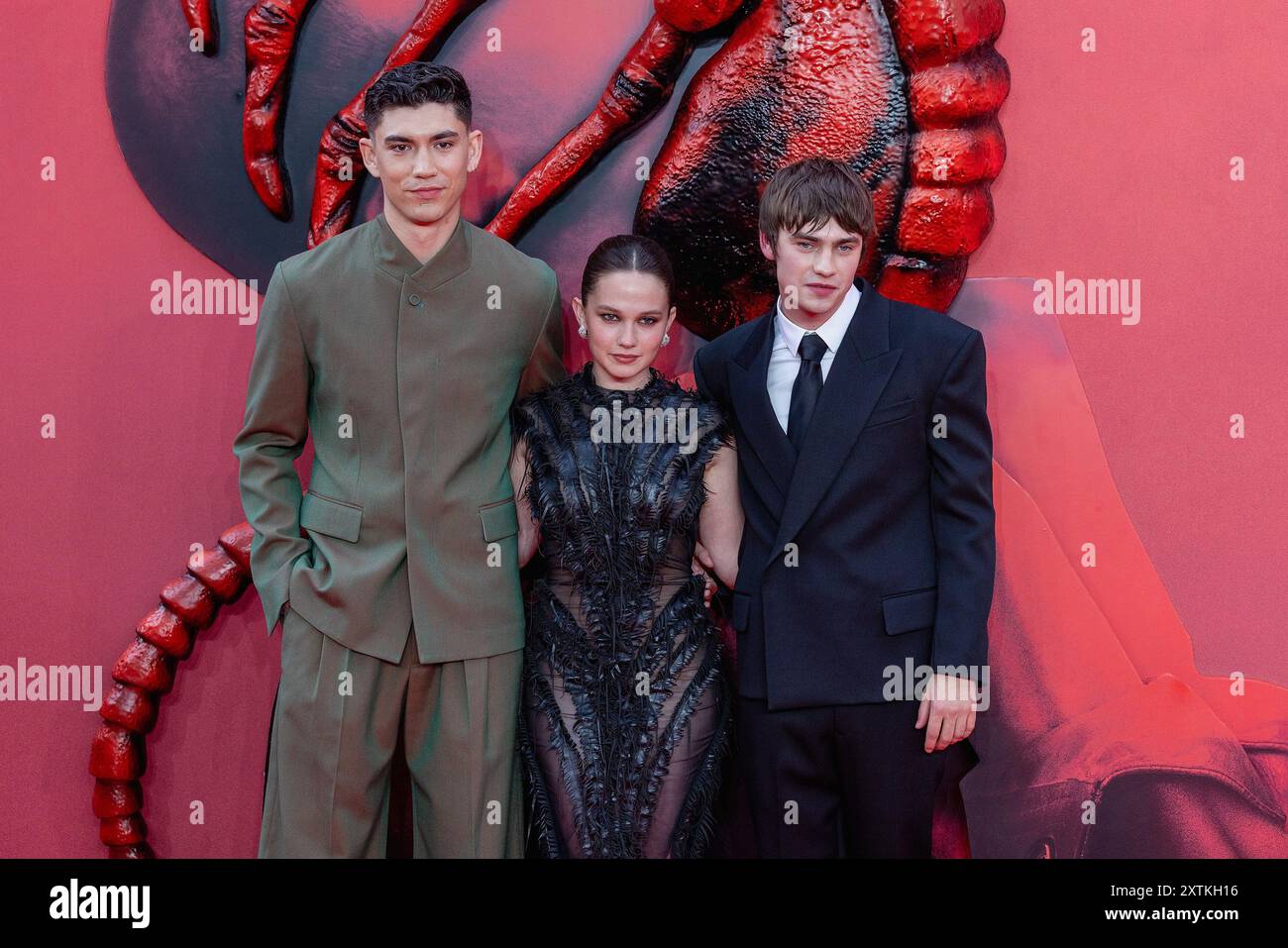 London, UK, August 14, 2024. (L-R) Archie Renaux, Cailee Spaeny and ...