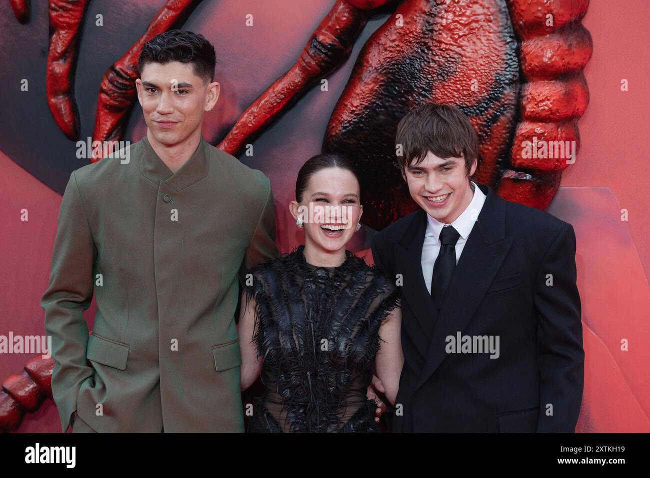 London, UK, August 14, 2024. (L-R) Archie Renaux, Cailee Spaeny and ...
