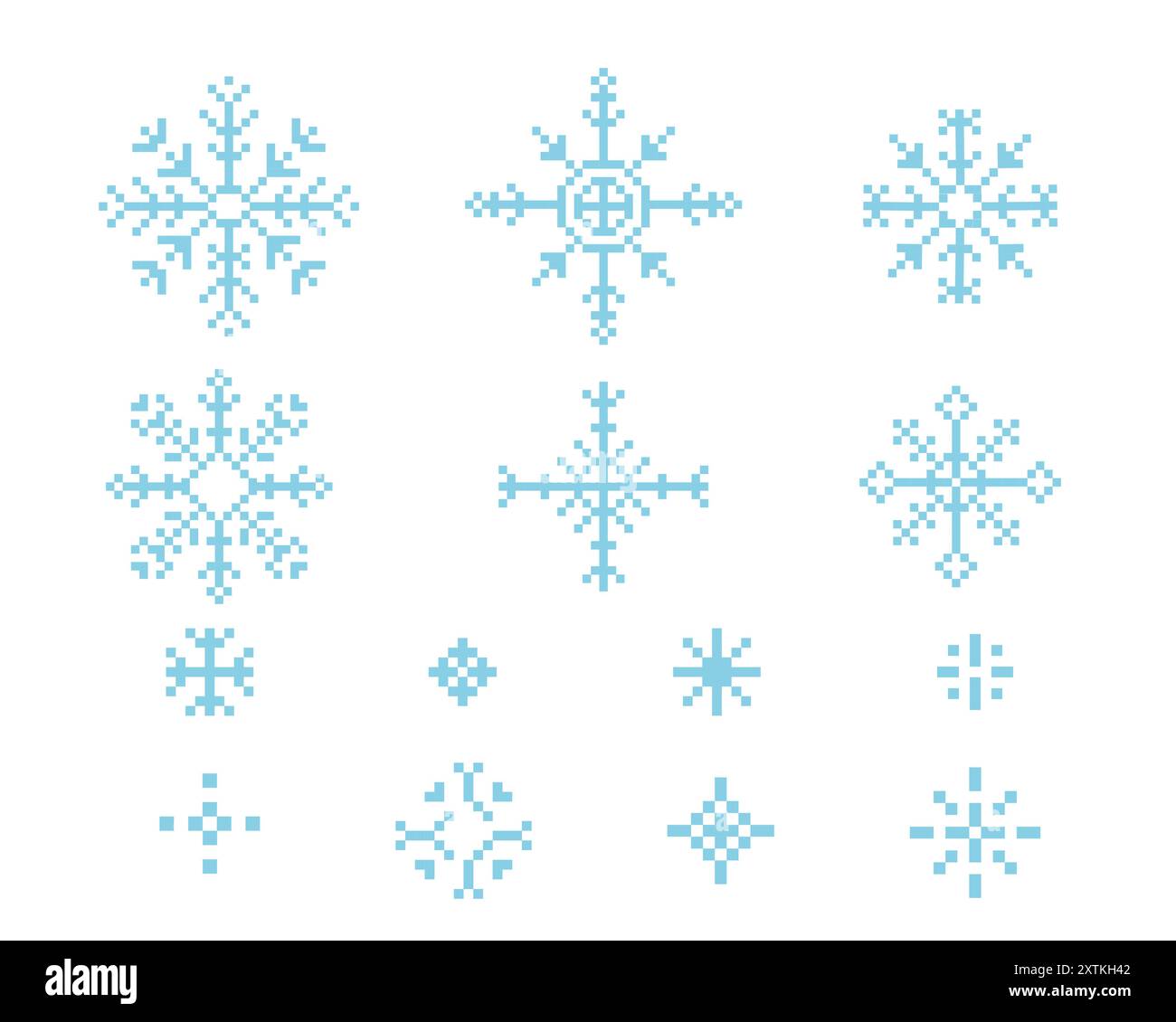 Pixel snowflake winter retro pixilated 8 bit game stamp. Holiday flake ...