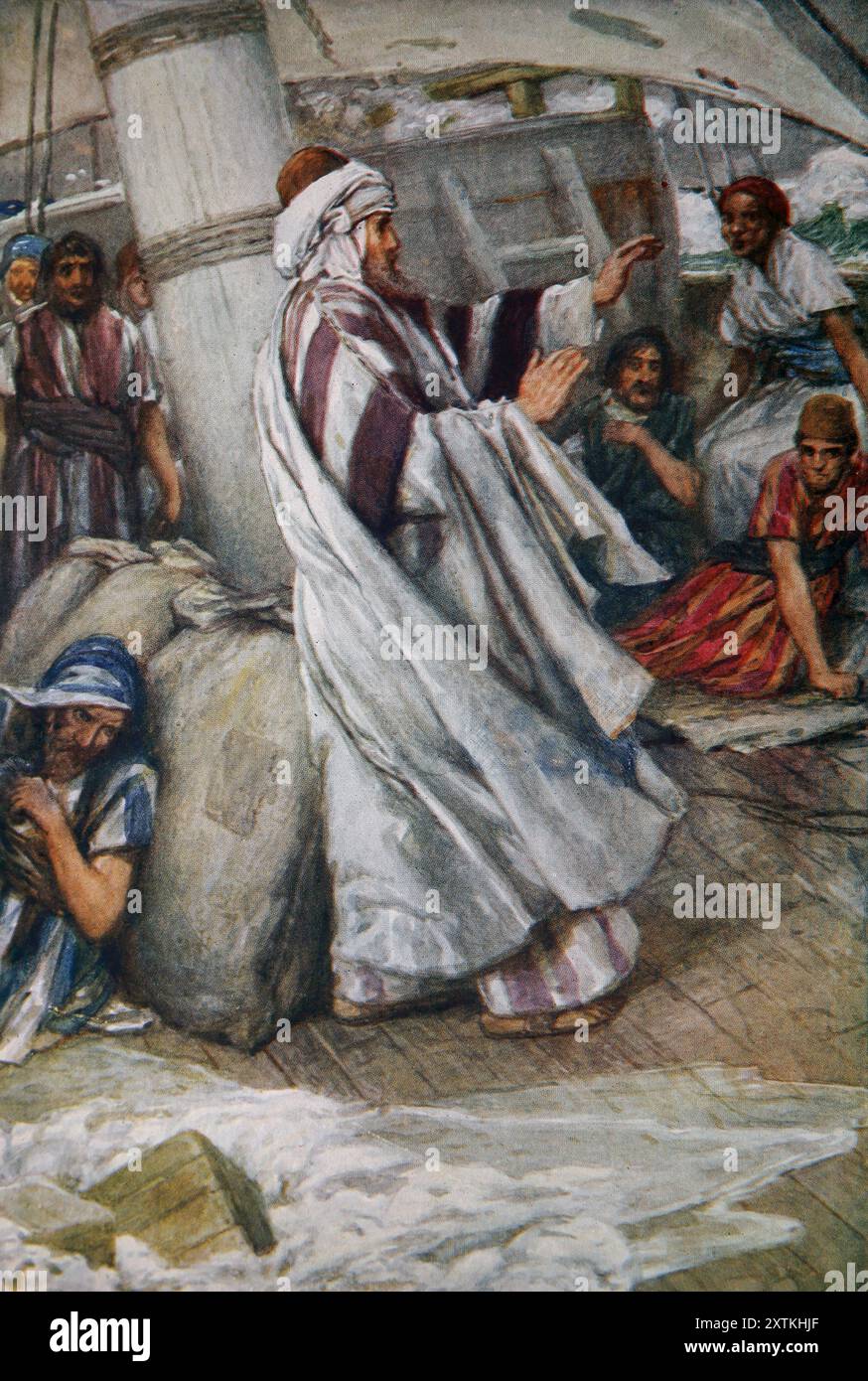 Illustration of Paul Tells His fellow passengers of his vision (Acts of ...