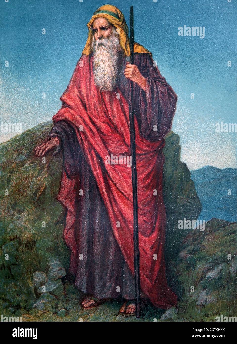 Illustration of Moses viewing the Promised Land from Antique 19th ...