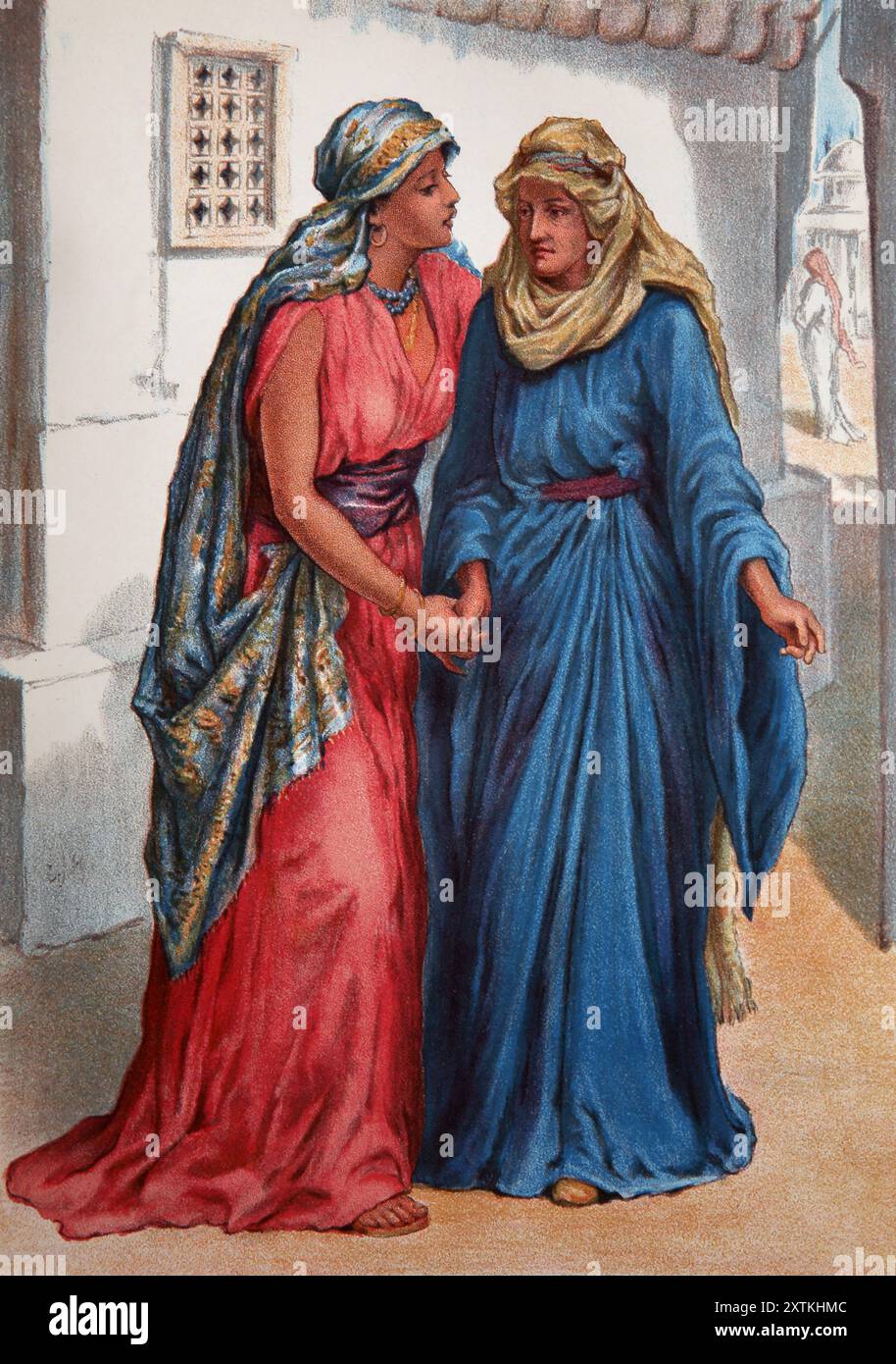 Illustration of Ruth and Naomi - Naomi Set Out to return to Canaan ...