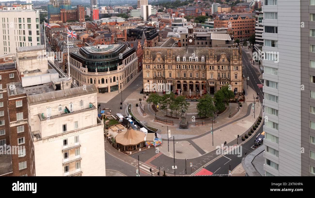 LEEDS, UK - AUGUST 10, 2024. Aerial view of modern and ancient ...