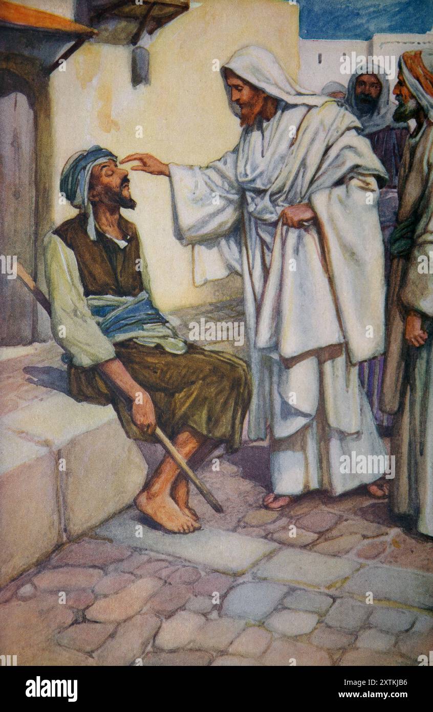 Blind Man Receiving his Sight - Jesus Christ Spits in the Mud and Makes ...