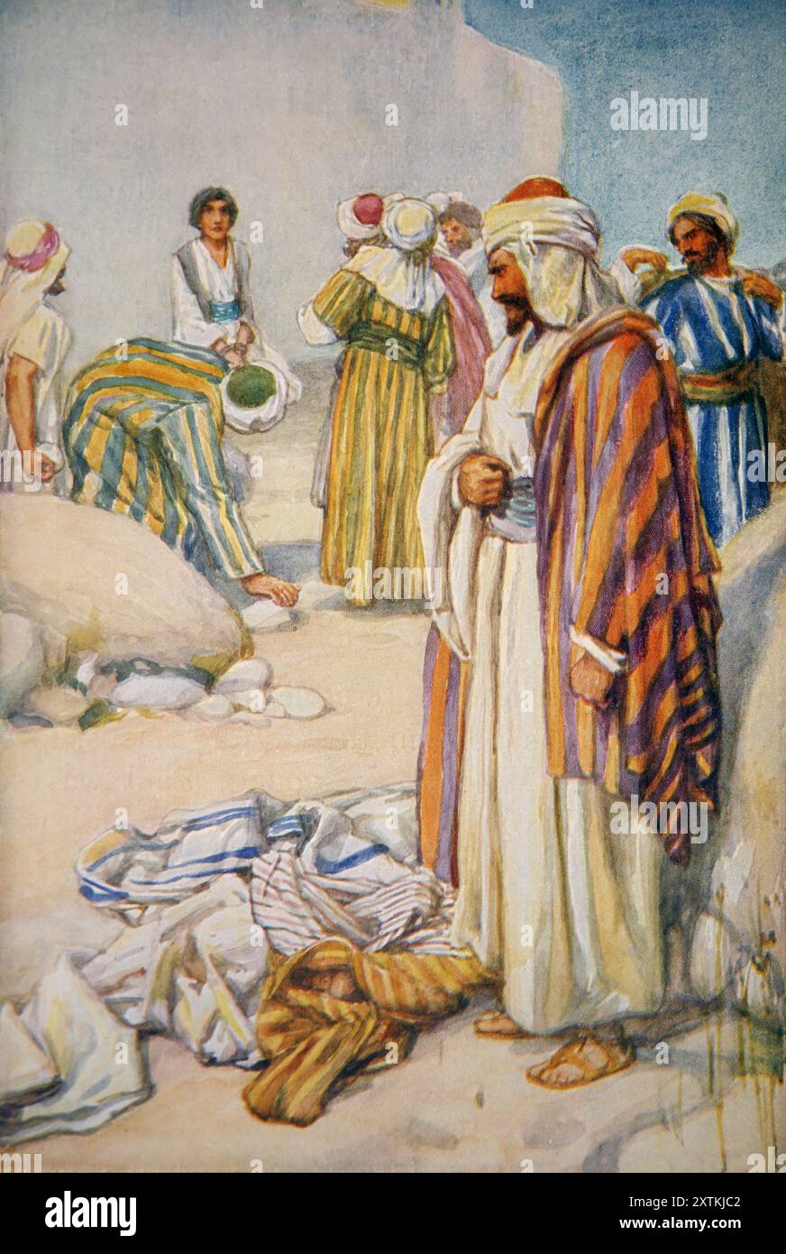 Illustration of the Pharisee Saul looking after the Outer Clothes of the Councillors while they ...