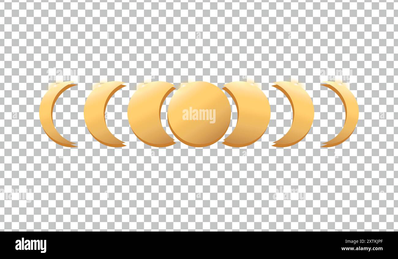 Shiny golden Moon phases symbol on a transparent background. Golden ...