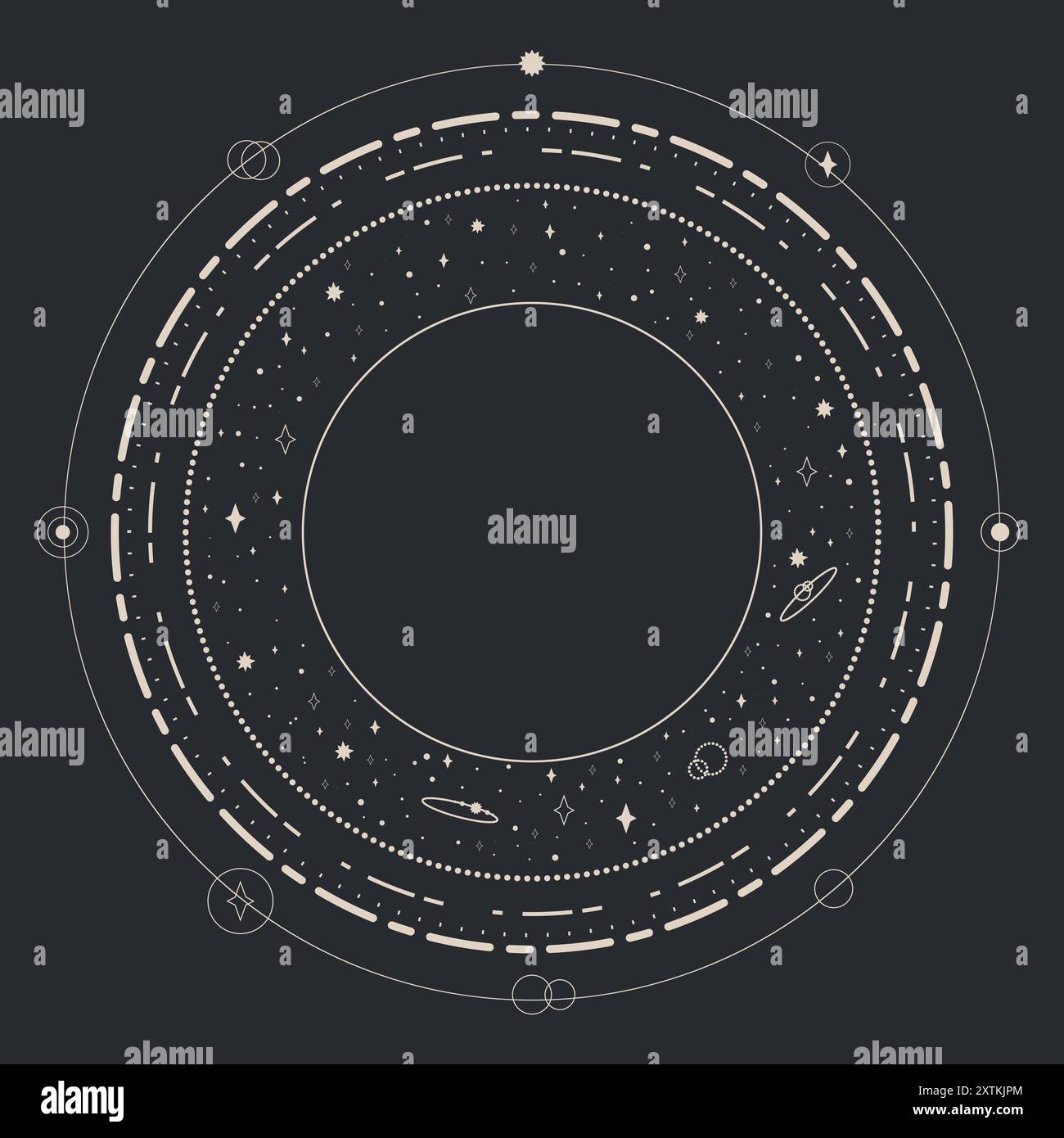 Celestial abstract background with orbits and stars and empty space for ...