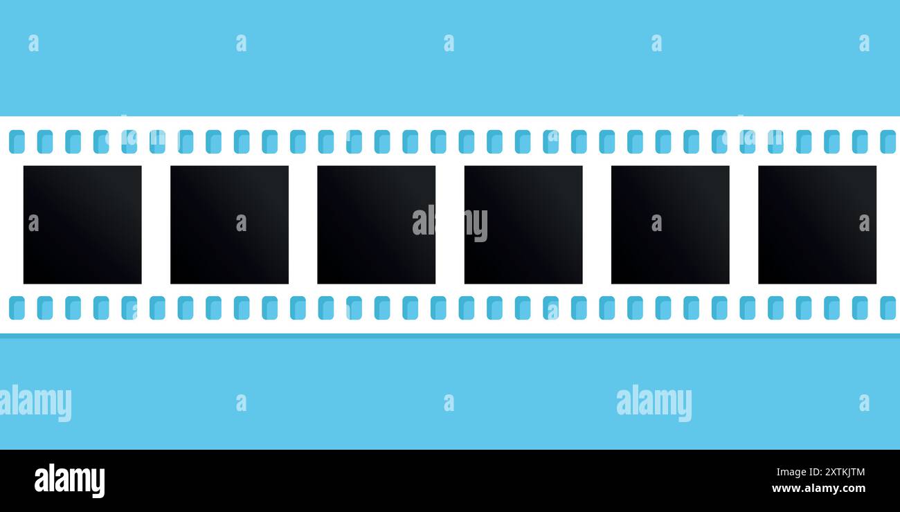 White blank empty photo film strip on blue background. Vector ...