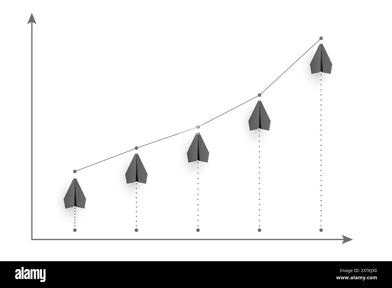 Graph diagram from planes with increase growth. Finance and business ...