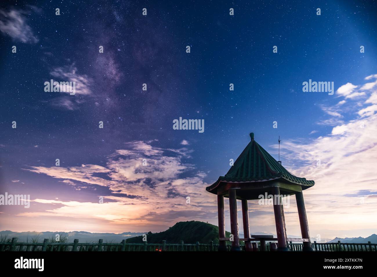 A traditional Chinese pavilion, Buyan Pavilion, stands against the ...