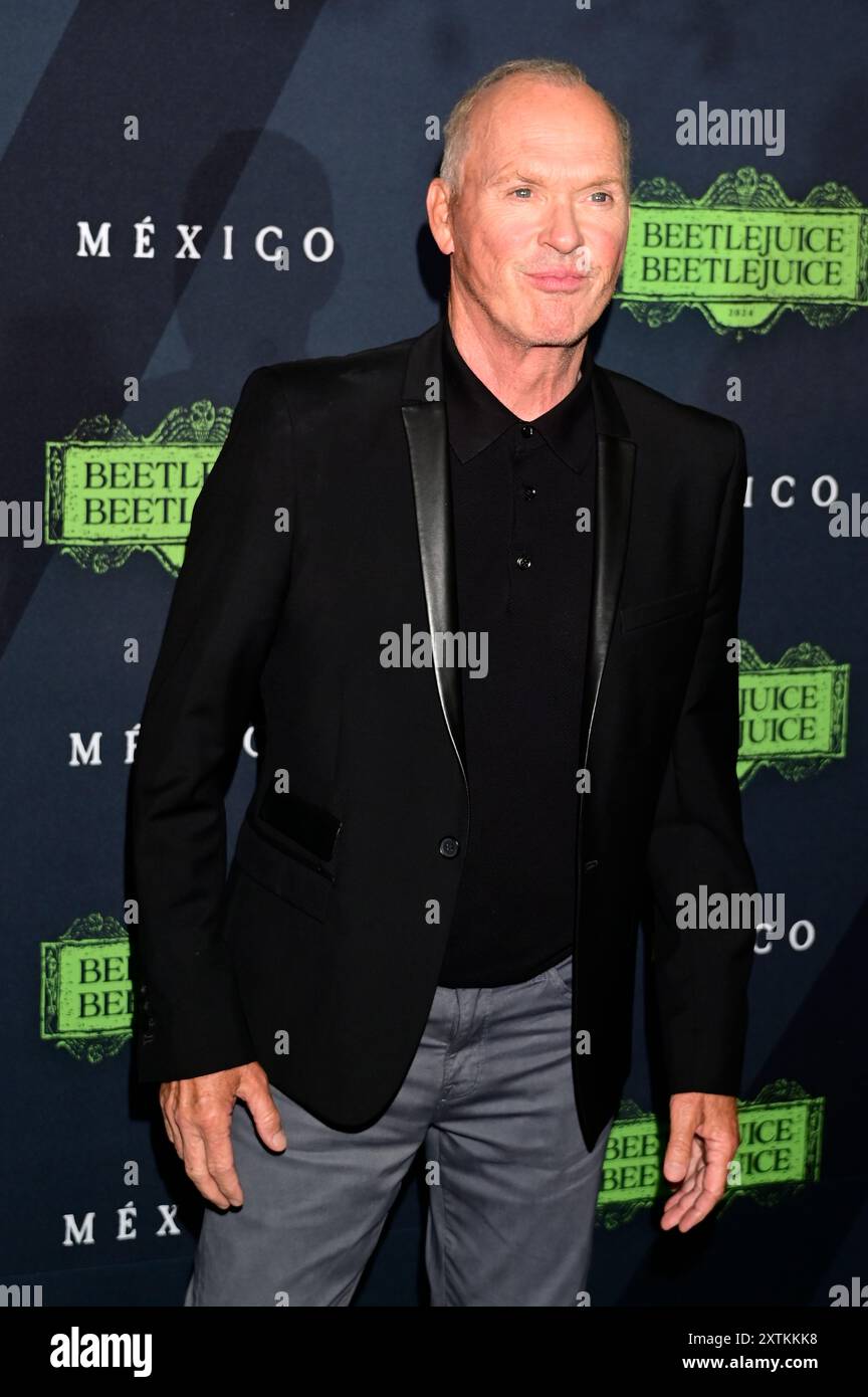 Mexico City, Mexico. 14th Aug, 2024. American actor Michael Keaton is ...