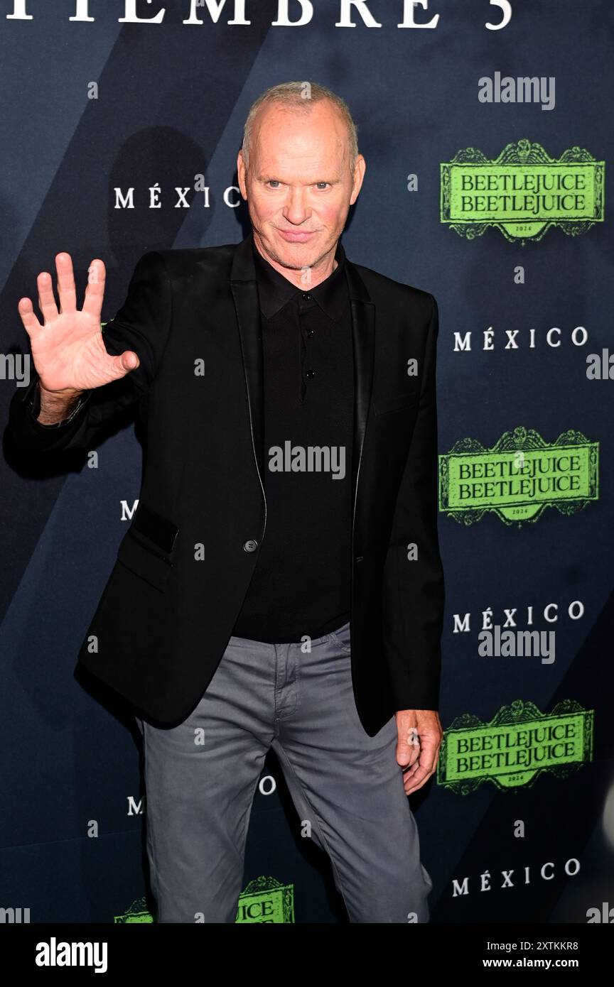 Mexico City, Mexico. 14th Aug, 2024. American actor Michael Keaton is ...