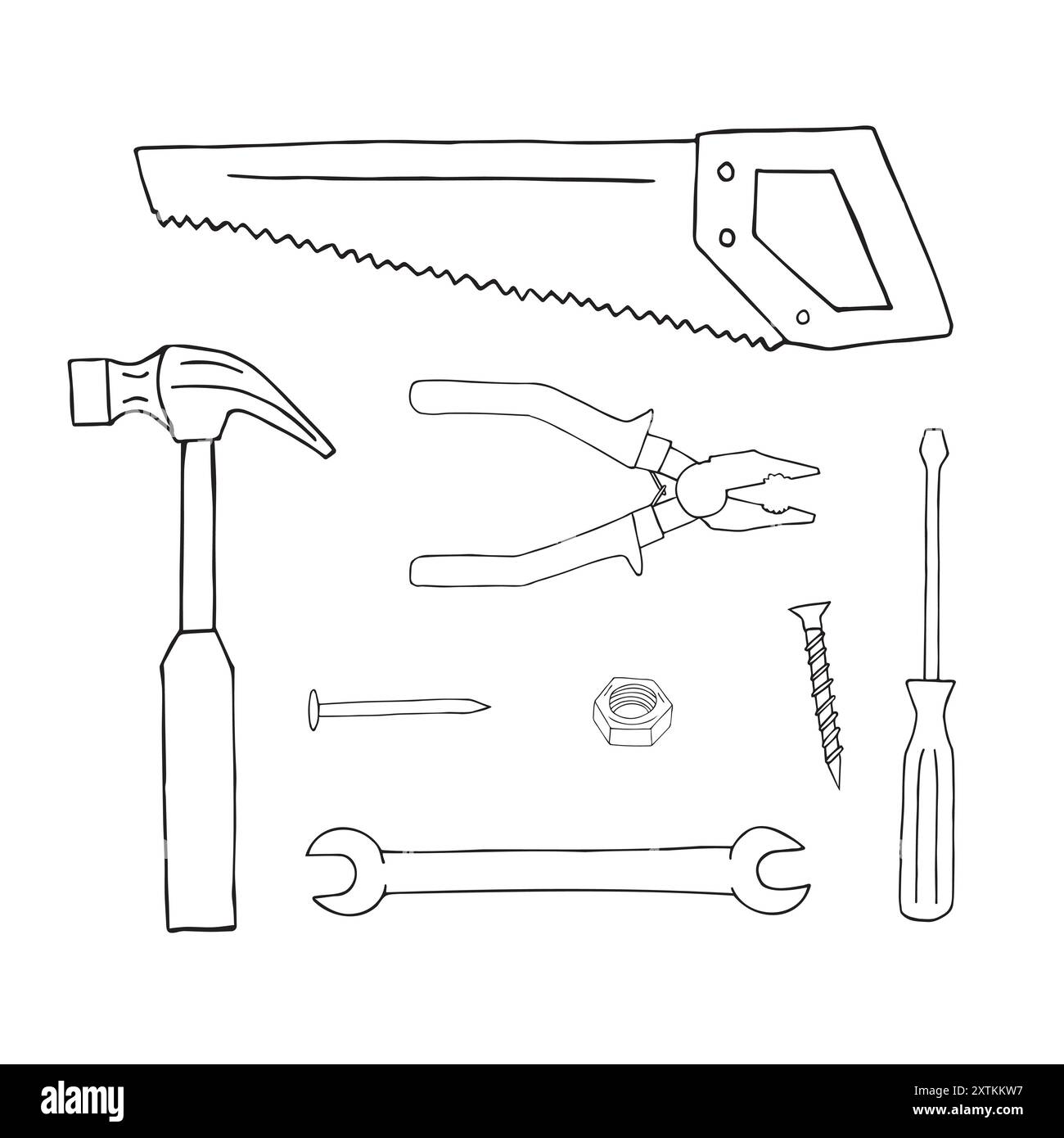 Vector set of hand drawn sketch outline doodle instruments isolated on ...