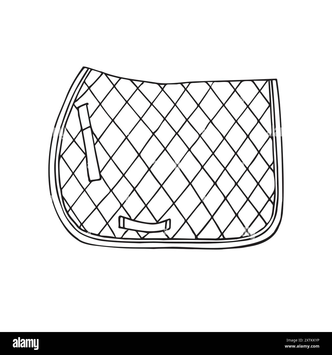 Vector hand drawn doodle sketch outline horse equestrian saddle pad isolated on white background ...