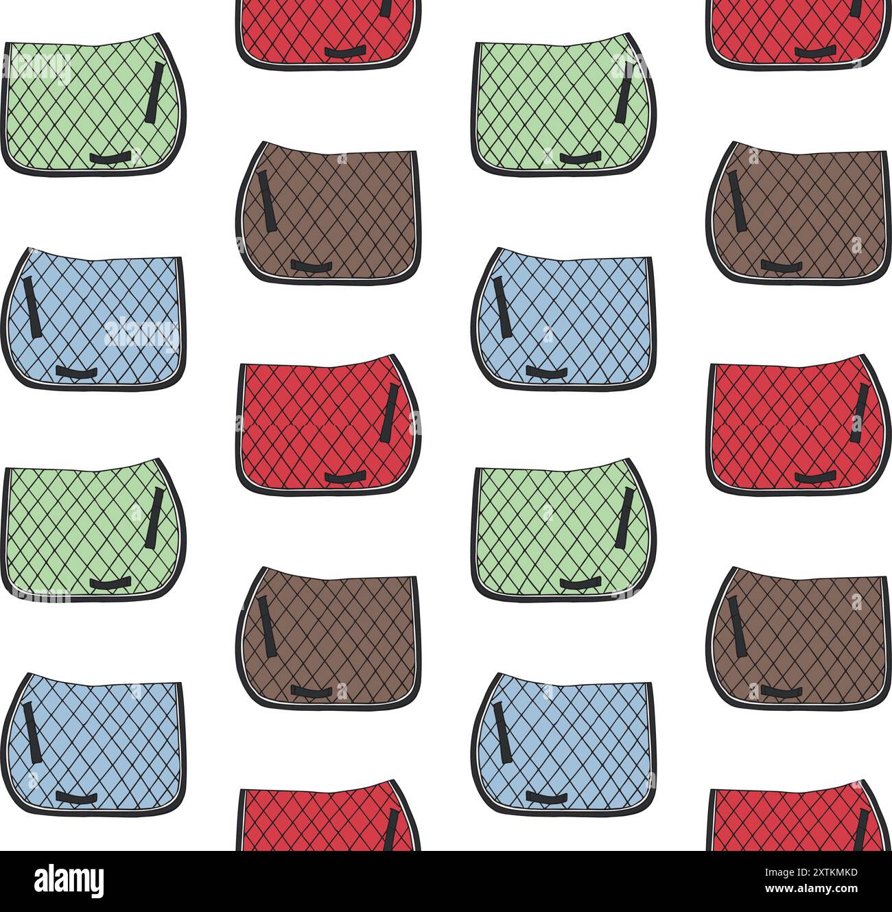 Vector seamless pattern of hand drawn doodle sketch colored horse ...