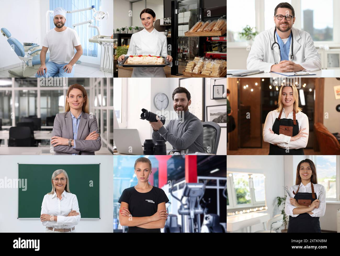 Confident people of different occupations, collage of portraits Stock ...