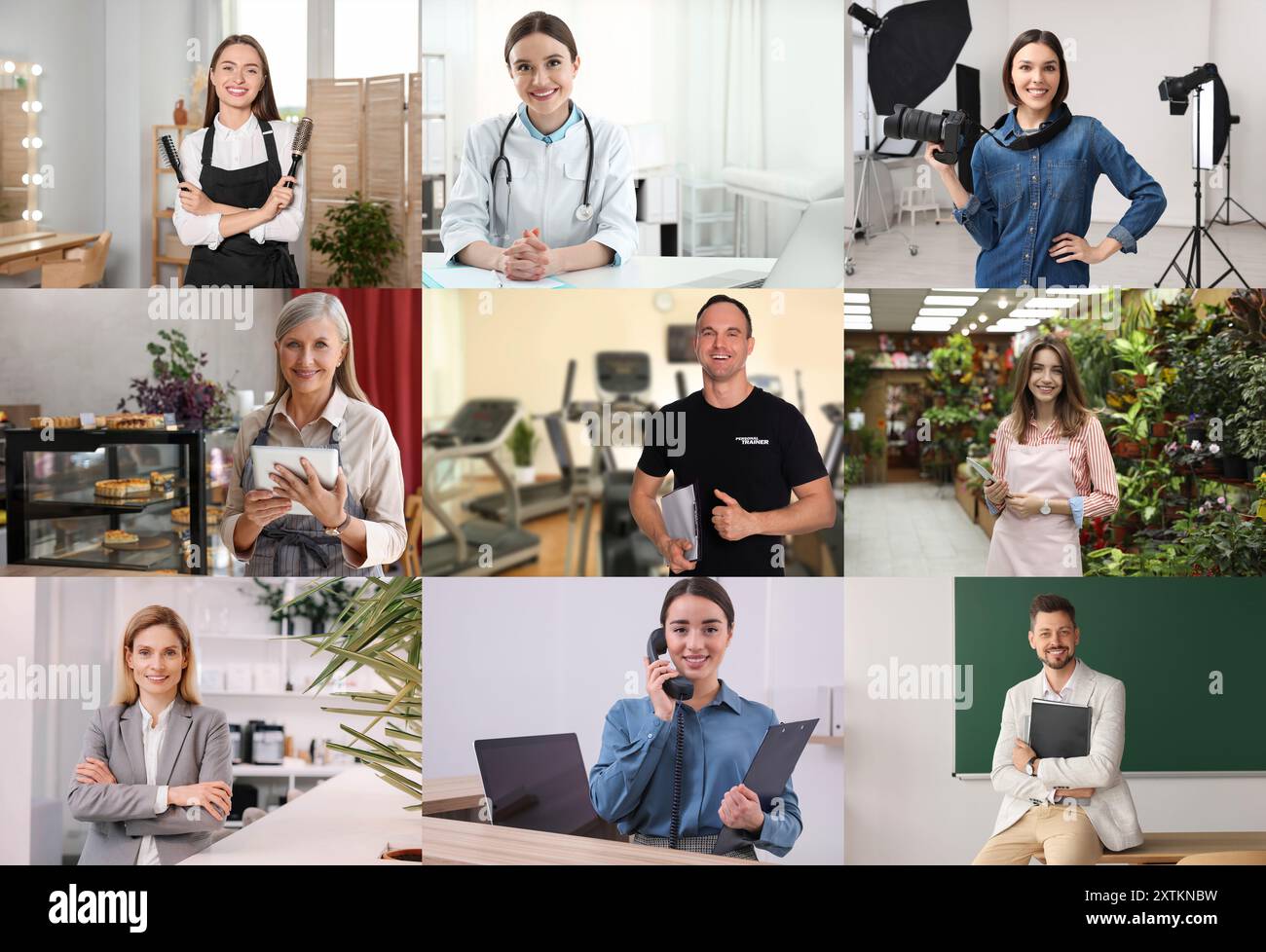 Confident people of different occupations, collage of portraits Stock ...