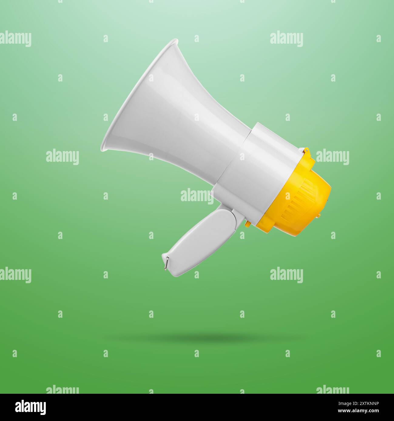 Wireless megaphone in air on green gradient background Stock Photo - Alamy
