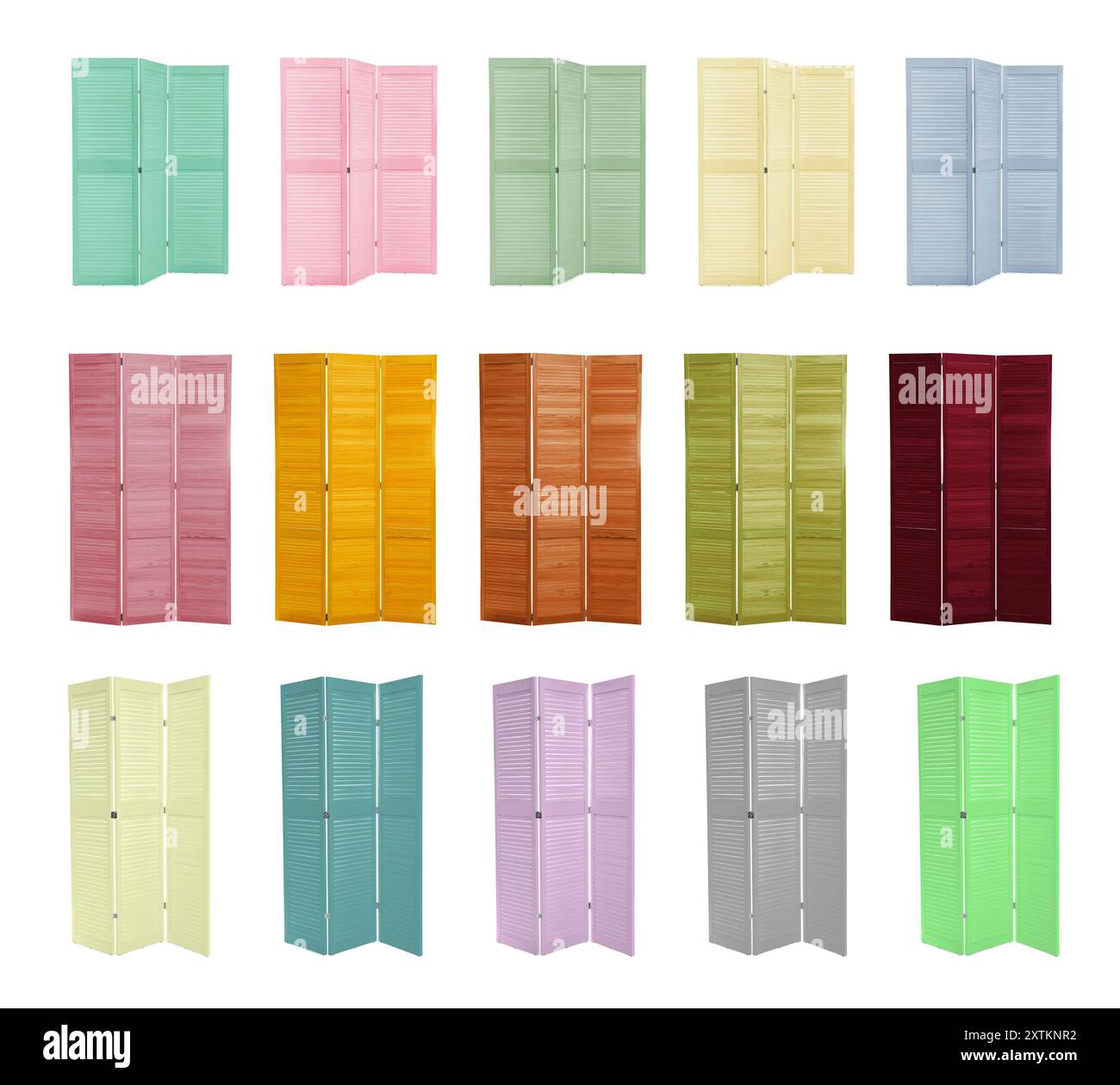 Folding screens of different colors isolated on white, set Stock Photo ...