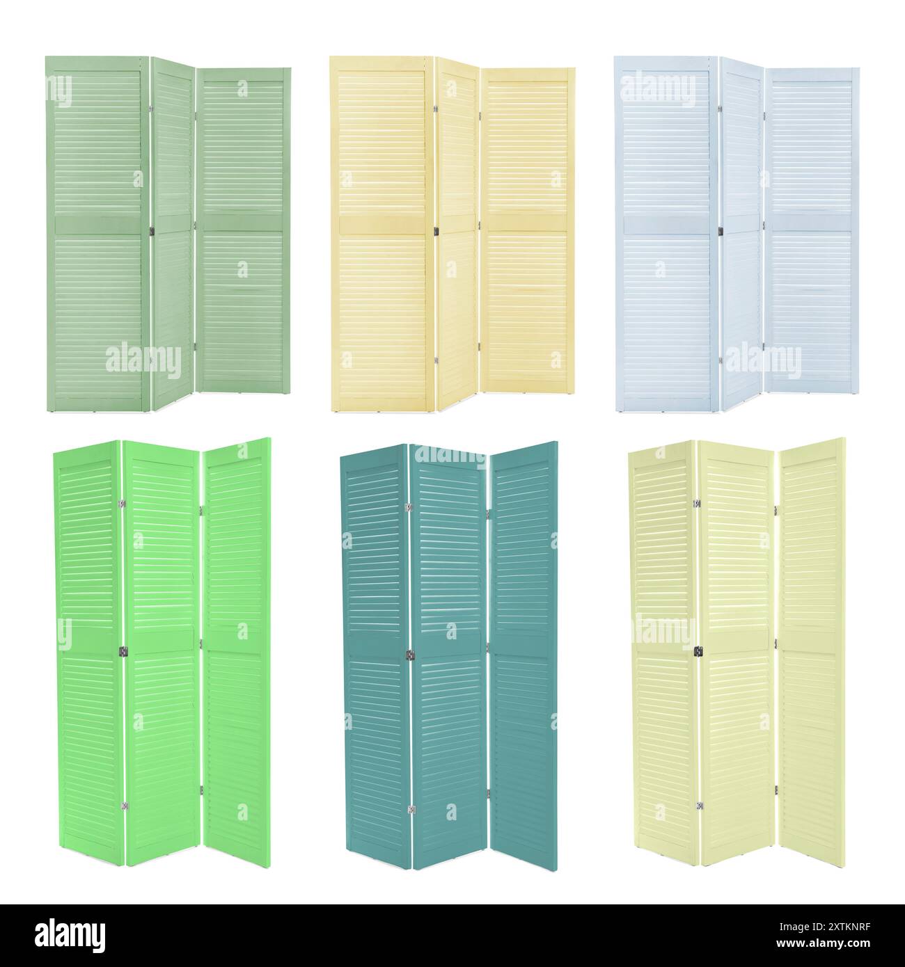 Folding screens of different colors isolated on white, set Stock Photo ...