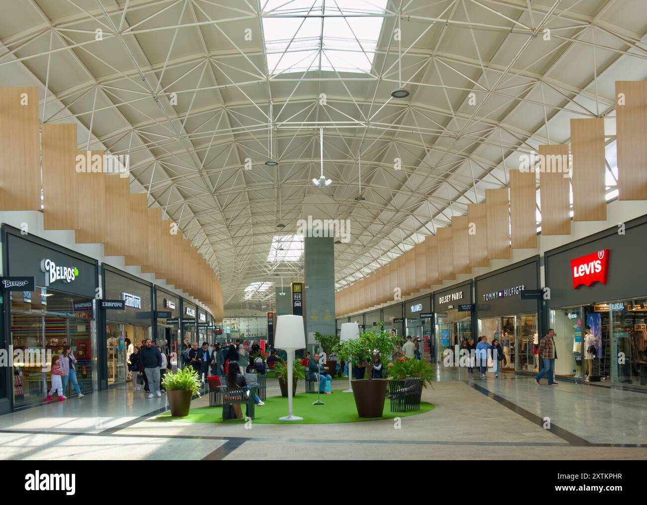 Inside the Fashion Outlet shopping centre pedestrianised covered ...