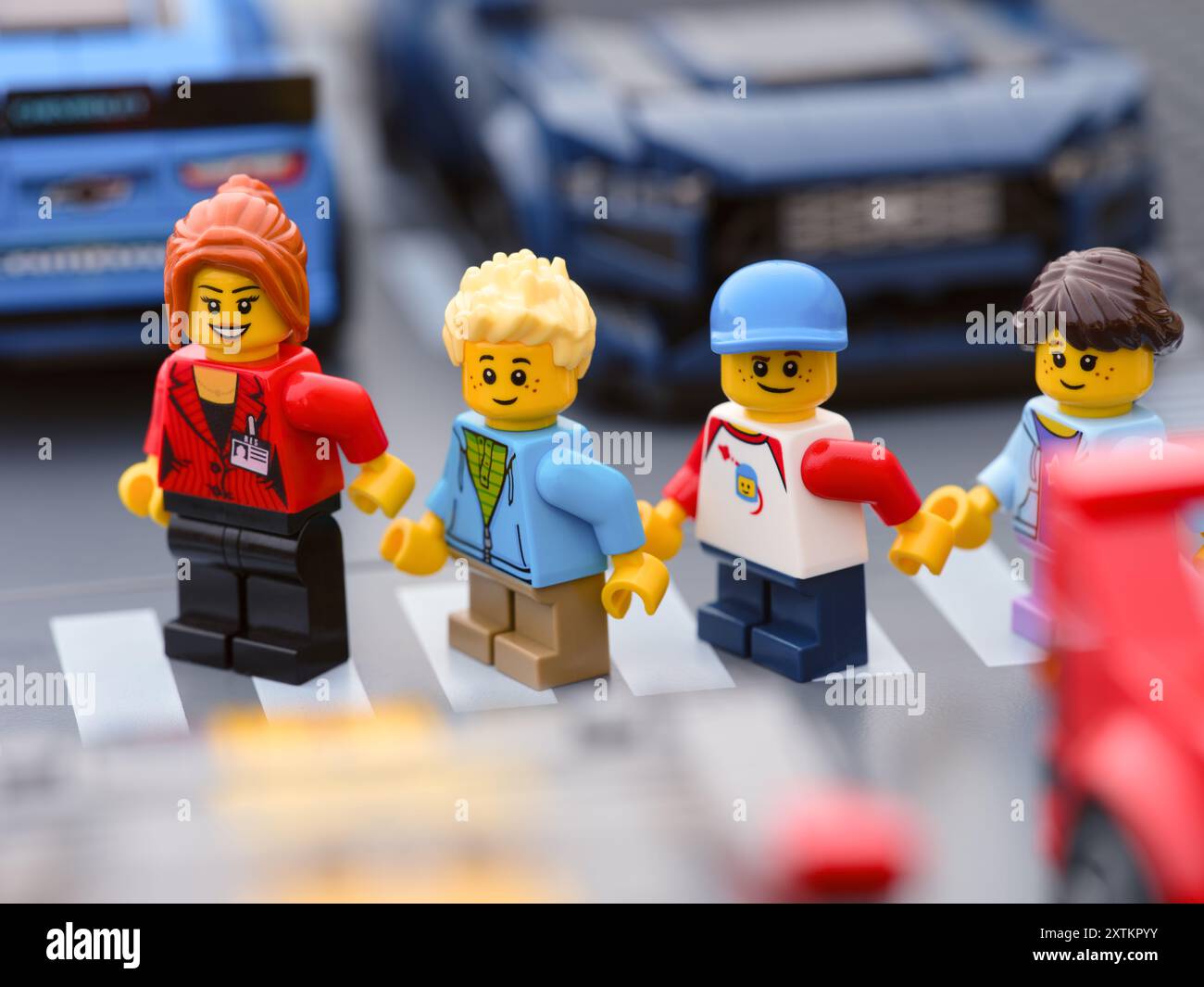 Tambov, Russian Federation - July 17, 2024 Group of Lego children with ...