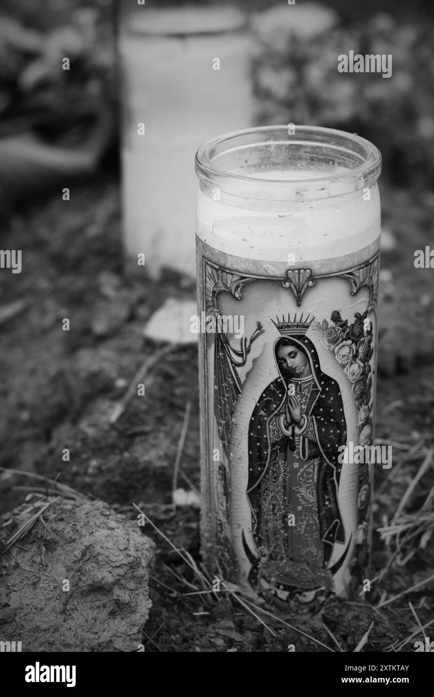 Mary prayer candle Black and White Stock Photos & Images - Alamy