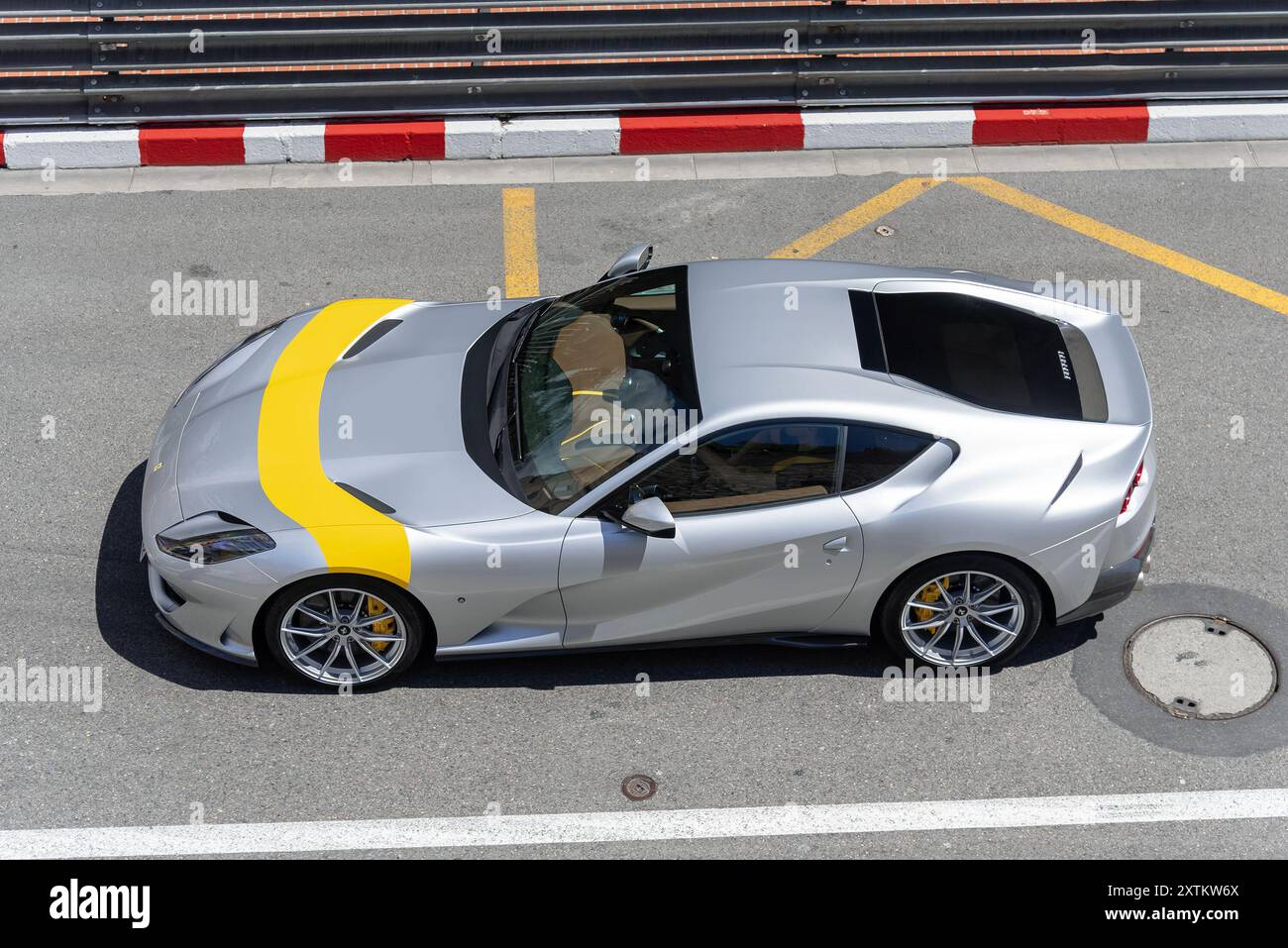 Monte Carlo, Monaco - View on a grey Ferrari 812 Superfast driving on ...