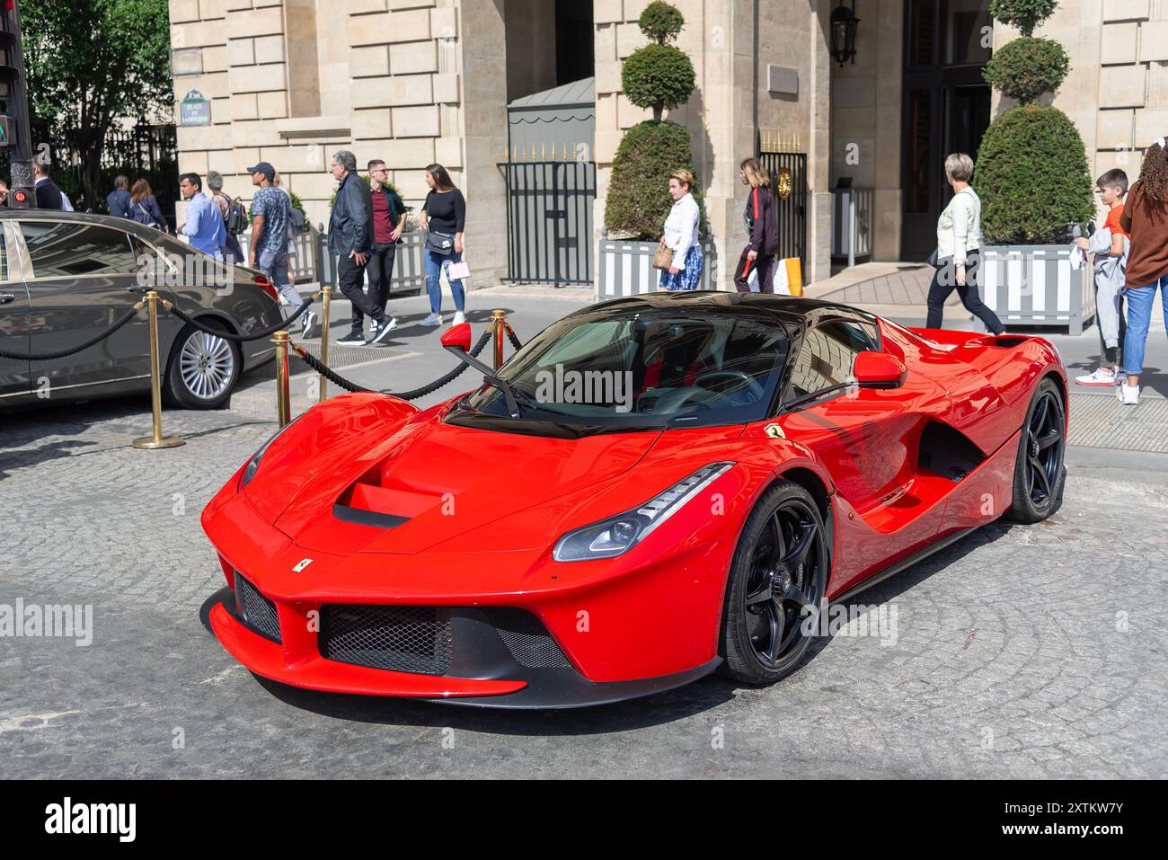 Paris, France - View on a red Ferrari LaFerrari parked on a Parisian ...