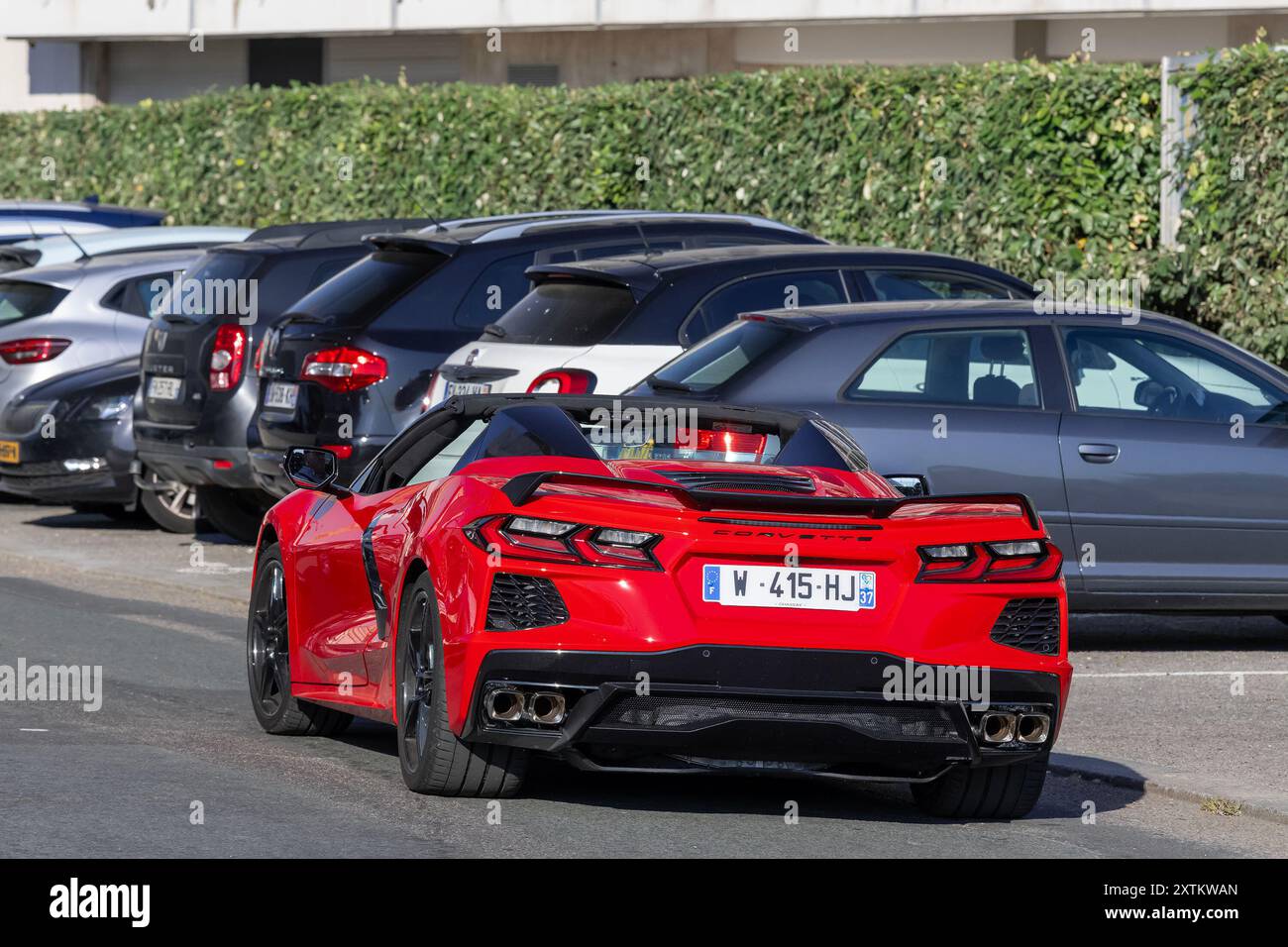 Le Havre, France - View on a red Chevrolet Corvette C8 Convertible ...